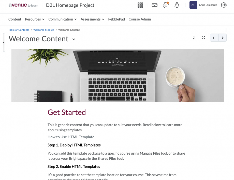 Welcome Tab Content – Avenue Help